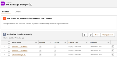 Configuración de Individual Email Results y visualización de datos